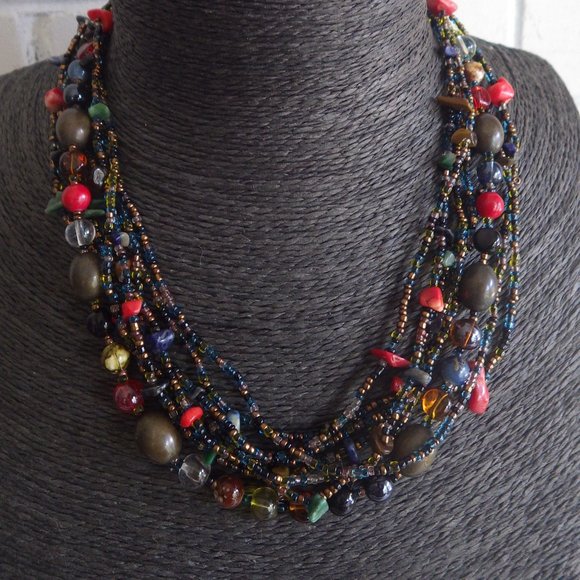 Esmor | Jewelry | Esmor Designer Multi Strand Gemstone Beaded Necklace ...
